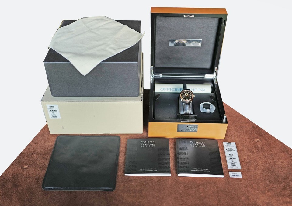 Panerai PAM 395 Radiomir GMT 8 Day's Rose Gold LTD 45mm Watch PAM00395 ...