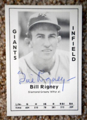 Bill Rigney signed Diamond Greats - Giants debut 1946 | eBay