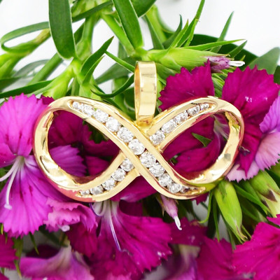 14k Yellow Gold Diamond Crossover Infinity Pendant | eBay