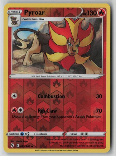 Pyroar 023/203 Pokemon TCG Card Evolving Skies Reverse Holo (Light Play ...