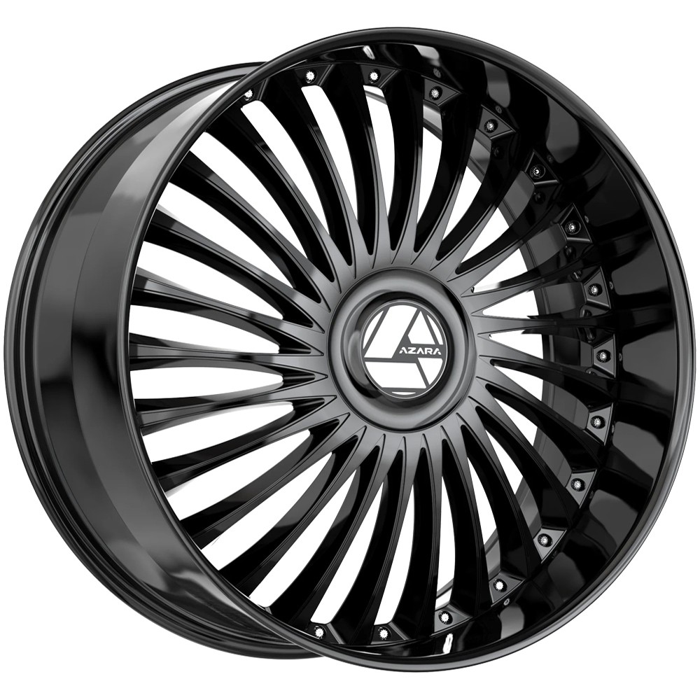 (Set of 4) Azara AZX-103 24x9 5x115/5x120 +32mm Gloss Black Wheels Rims ...