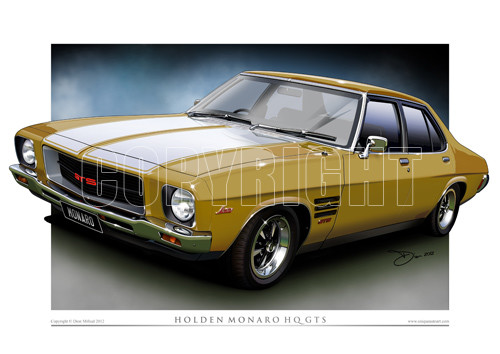 Holden HQ Monaro Art Print - Classic HQ GTS Car Drawing ( 27 Colours ...