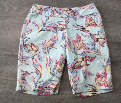 Women's Westbound Petites Bermuda Shorts Sz 10P Stretchy Blue Floral | eBay