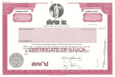 Allerion Inc. - 1994 Specimen Stock Certificate - Specimen Stocks ...