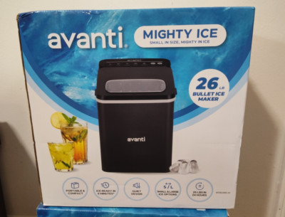 Avanti Mighty Ice 26 lb. Countertop Bullet Ice Maker AVIM26BS-IS Black ...