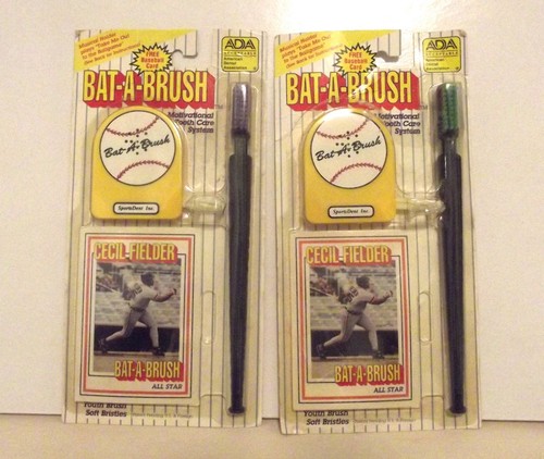 2 Vintage Cecil Fielder Detroit Tigers Cards & Bat-A-Brush Musical ...