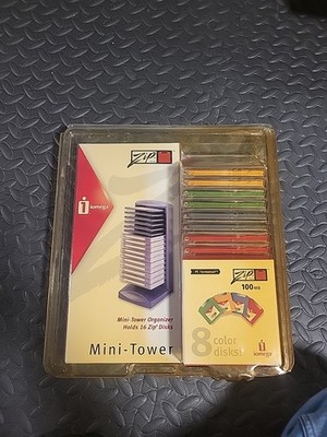 iomega Zip Disk 8 Colored 100MB PC Formatted Disks with Mini-Tower ...