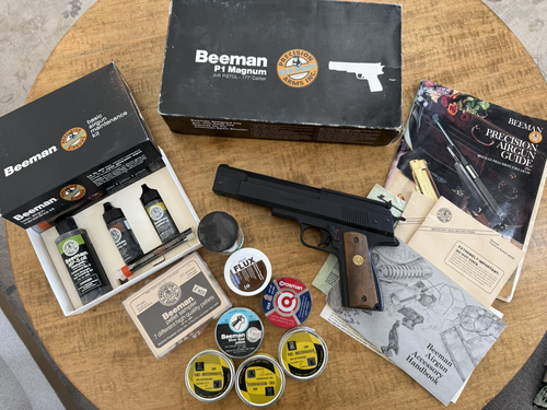 Vintage BEEMAN P1 Magnum Pellet Air Gun Pistol .177 Beeman kit, pellets ...