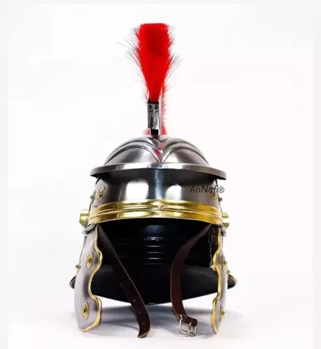 Medieval Helmet Corinthian Armor Red Plume Knight Spartan With Stand ...