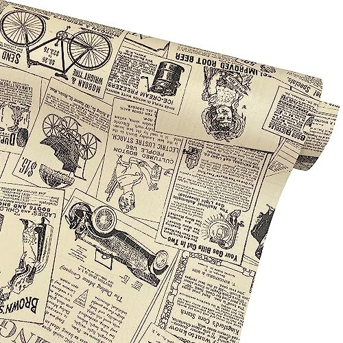 Vintage Newspaper Wallpaper Self Adhesive Peel & Stick Contact Paper ...