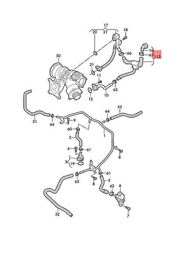 Genuine VW Atlas Teramont Coolant Hose With Quick Release Coupling ...