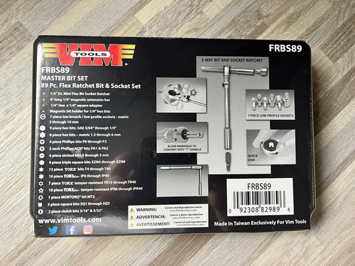 VIM 89pc Master Bit Set w/3-Way 1/4" Hex locking Flex Ratchet/T-Handle #FRBS89 | eBay