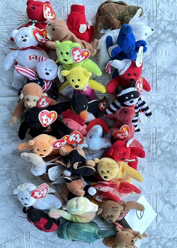 30 Mini Ty Beanie Babies Including Penguin, Ladybug, Elephant, And ...
