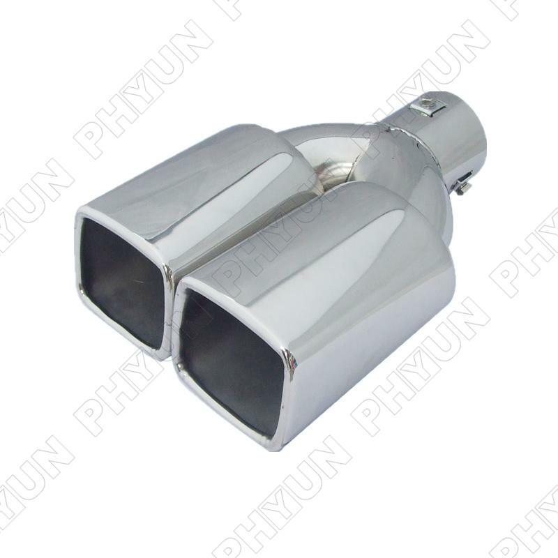 1pc Chrome 2.5" Inlet Car Exhaust Muffler Tip Dual Square Tail Pipe ...