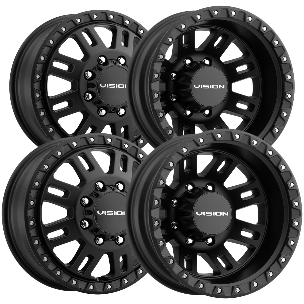 (Set of 4) 16" Inch Vision 408 Manx 2 Dually 8x6.5" Satin Black Wheels ...
