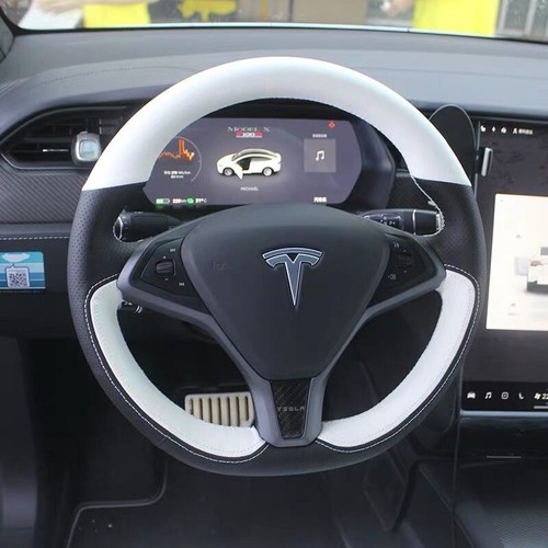 Hole Leather Steering Wheel Stitch Wrap Cover For Tesla Model X/S ...