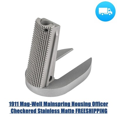 1911 Mag-Well Mainspring Housing Officer Checkered Stainless Matte ...