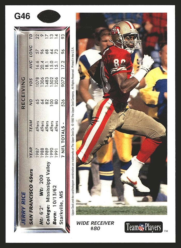 1992 Upper Deck #G46 Jerry Rice Gold | eBay