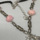 Crystal Pendant Necklace Pink Aurora Boreas & Stone Beads Cord Chain ...