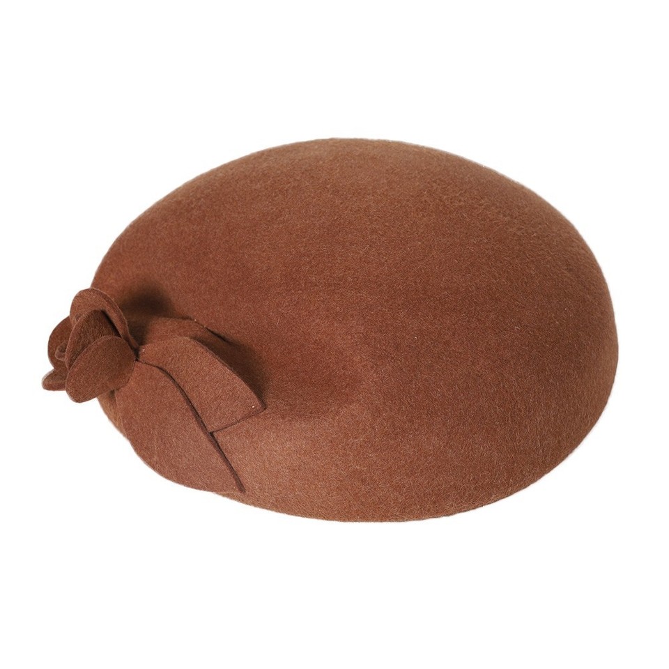 Brown Wool Felt Fascinator Hats Tea Party Formal Church Beret Hat With ...