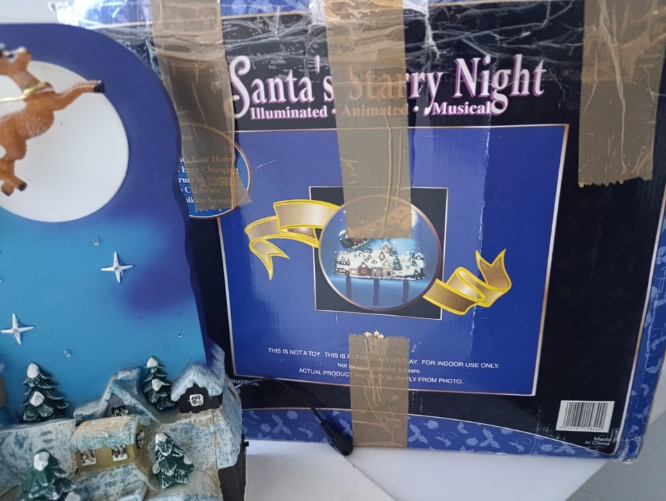 Vintage Santas Starry Night Fibre Optic Illuminated Animated Christmas ...