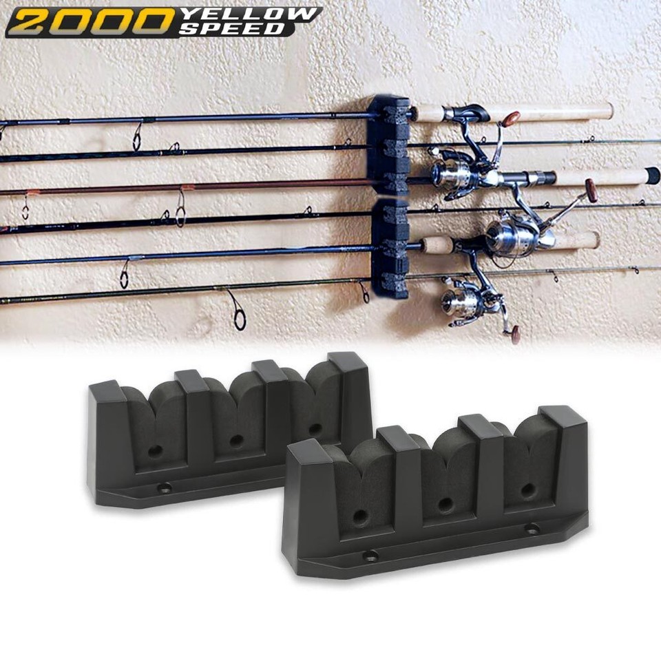 Horizontal Boat Fishing Rack Wall Mount Fishing 3 Rod Pole Holder Stand ...