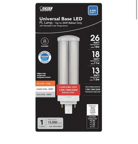 Feit Electric PL26AB/H/CCT/LEDHDRP 26W Colored Light Bulb for sale ...