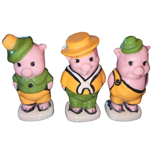 Lot of 3• Vibrant Bright Colored Pigs Green Yellow WhiteCeramic Vintage ...