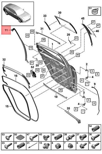 Genuine PORSCHE Panamera 971 97A 97B 97C Door Seal Left Rear 971839775 ...