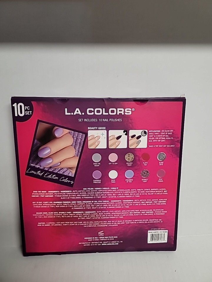 L.A. Colors 10pc Nail Polish Gift Set High Gloss Stay Polished Brand ...