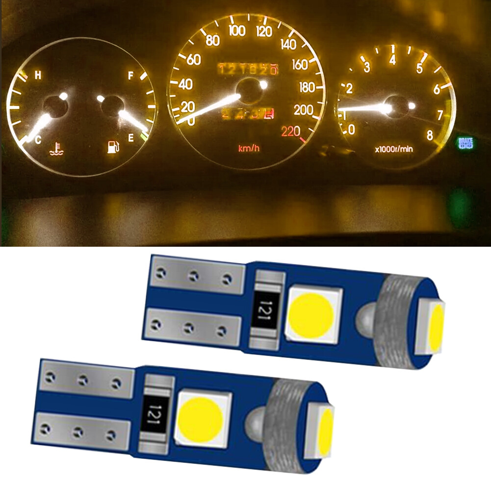 2Pcs T5 LED Bulb LED Canbus 1SMD 3030 Dashboard Warning Indicator ...