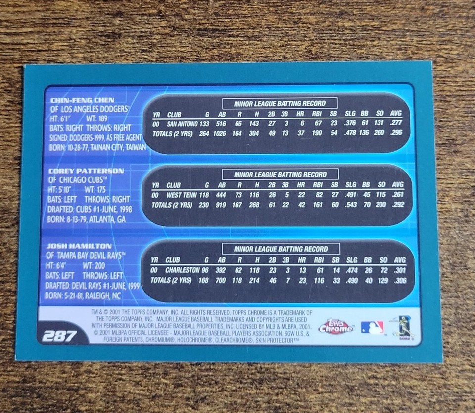 2001 Topps Chrome Prospects Rookie #286 Josh Hamilton Corey Patterson Chen RC | eBay