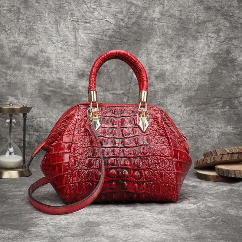 Luxurious New Women's Crocodile Embossed Handbag Real Leather Shoulder ...