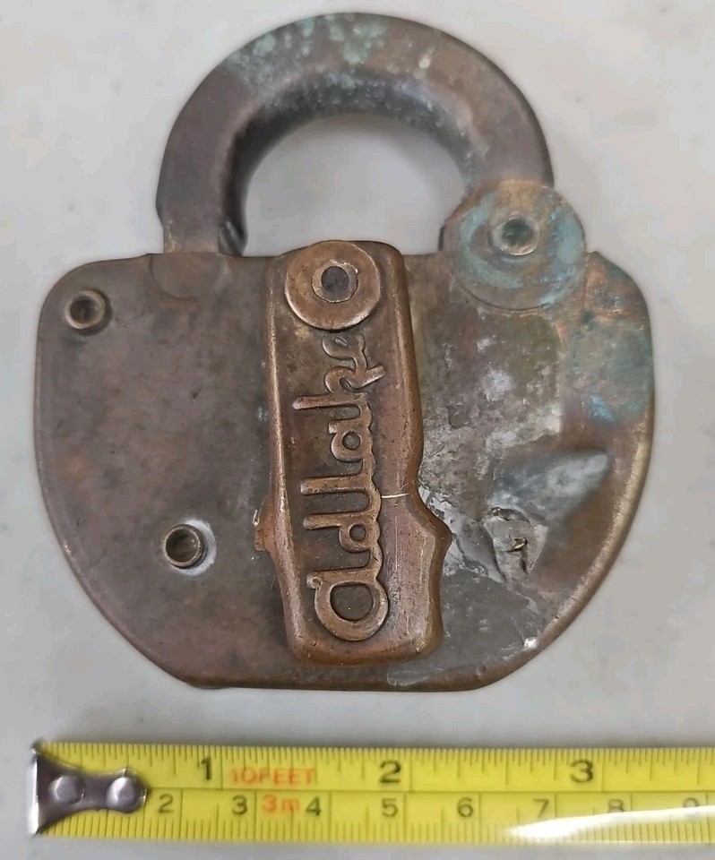 Antique ADLAKE, PCRR Dark Brass Railroad Switch Lock, no key. See Ad ...