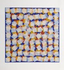 Eric Newton, Red, Yellow and White Squares on Blue, Relief Print ...