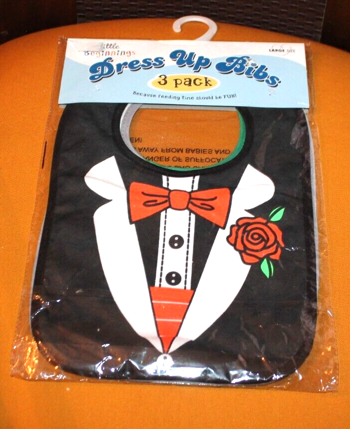 NEW IN PACKAGE SET OF 3 LITTLE BEGINNIGS DRESS UP BIBS LARGE BABY BIB ...