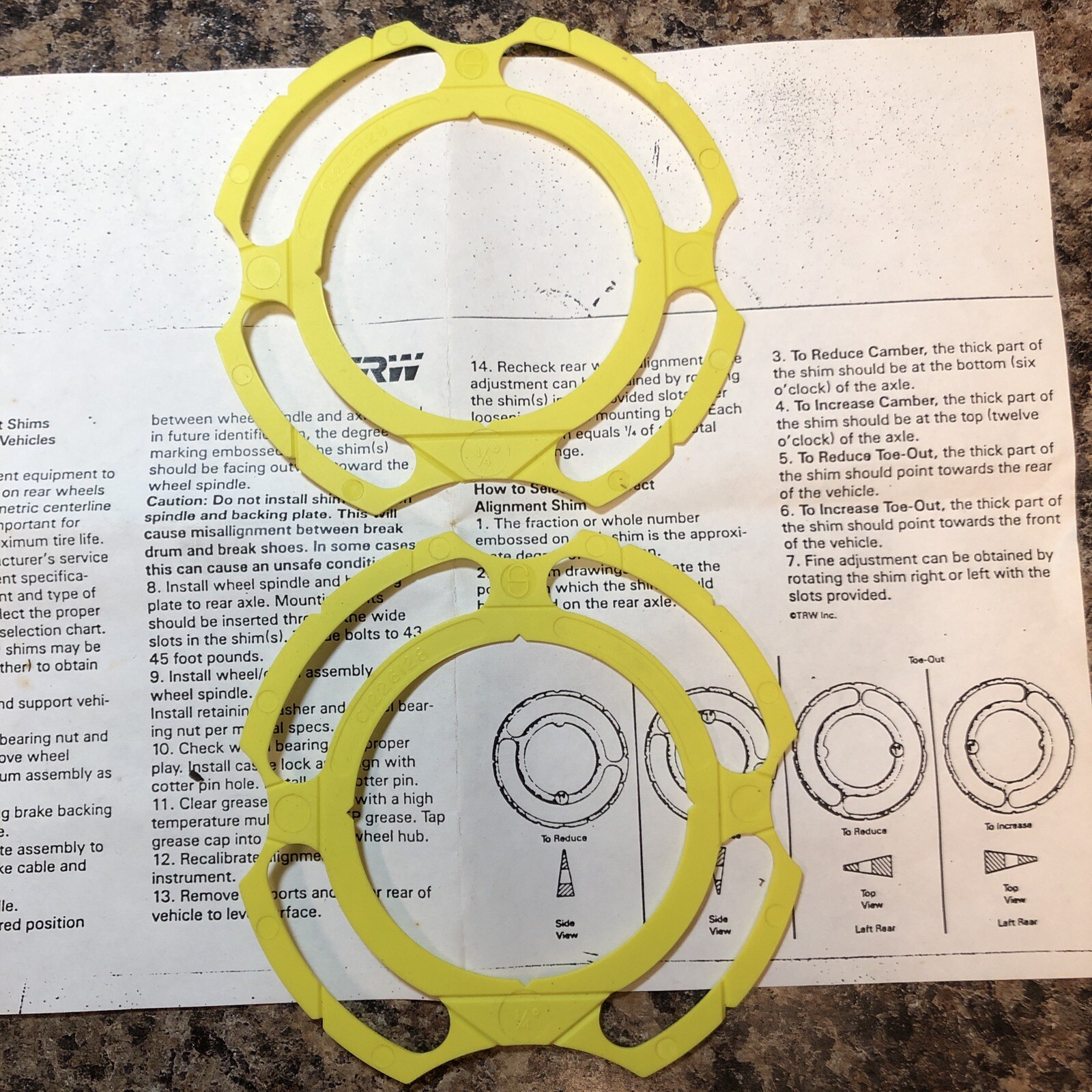 NOS TRW 13543 Yellow 1/4 Degree Wheel Alignment Shims Brand New! | eBay