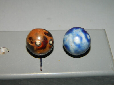 Bennington Handmade German Marbles Lot of 2 Blue, Brown, approx 11/16 ...