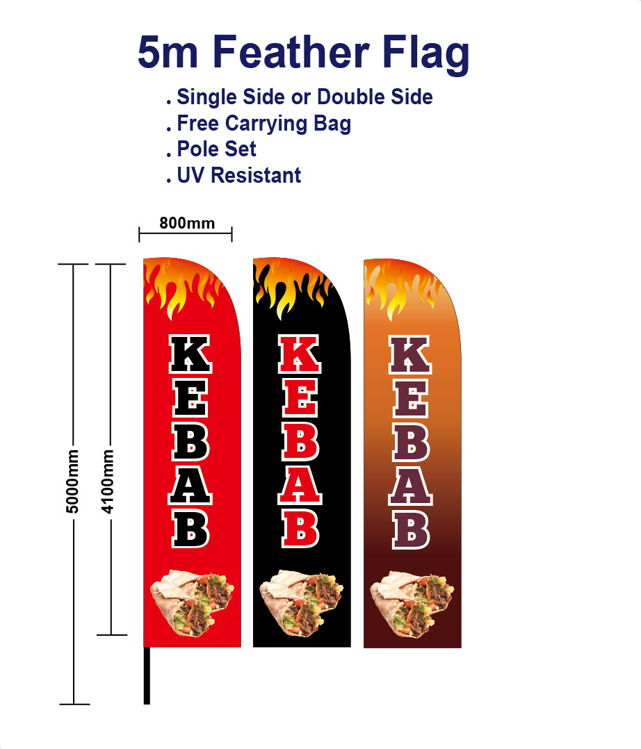 Outdoor Kebab Flag 3M 4M 5M Feather Flags Spike Base kit Red Sign ...