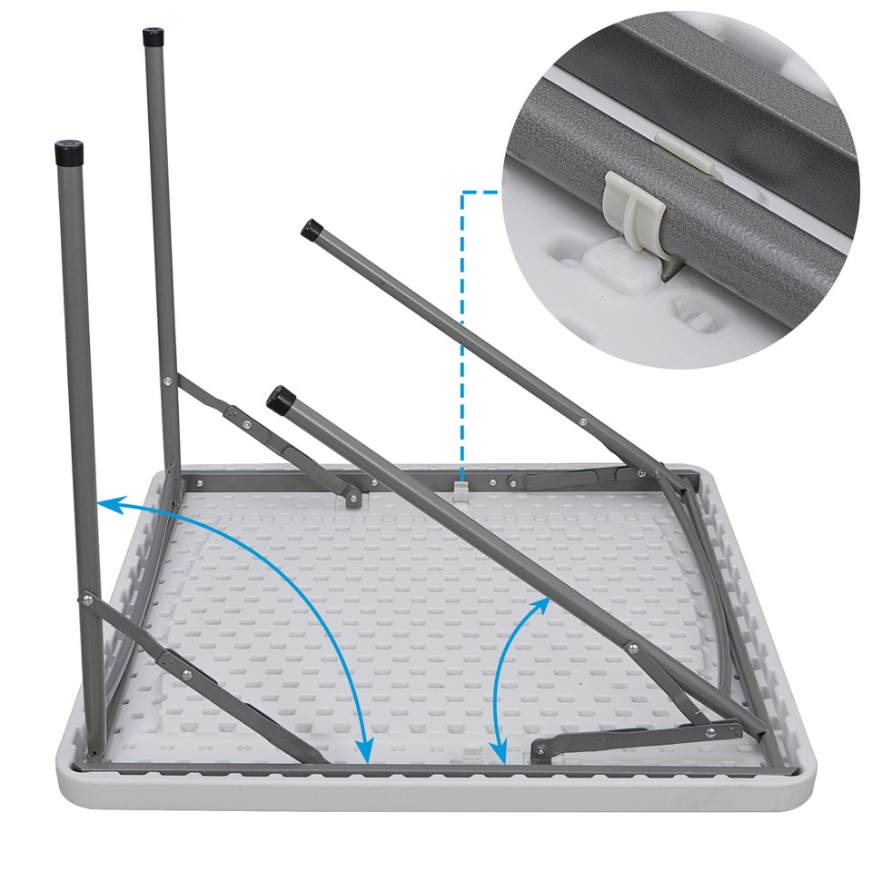 Portable Folding Table Plastic Card Table for Camping Picnic Party 3 ...