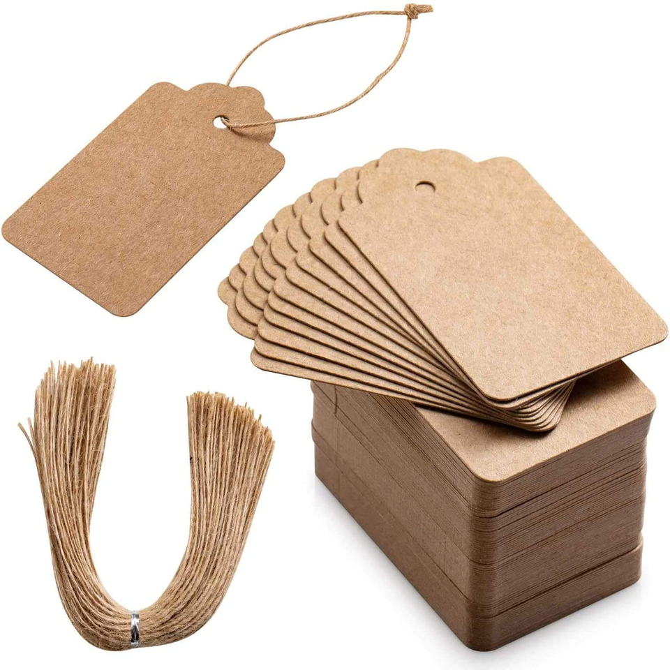 100Pcs Premium Gift Tags, Double-Sided Available Kraft Paper Price Tags ...