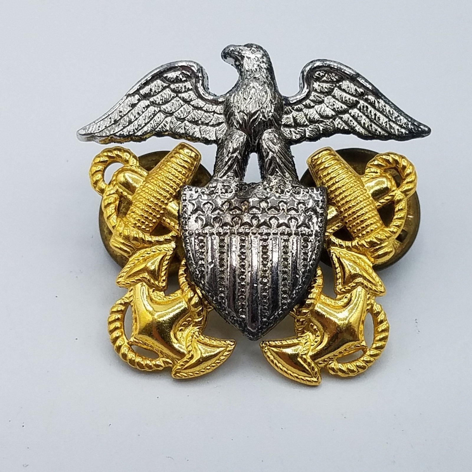 9.54g 1/20 10K Gold Filled US Military Navy Eagle Shield Anchor Hat Pin ...