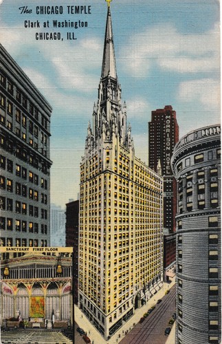 Chicago IL Vintage Linen Postcard Chicago Temple Clark Washington ...