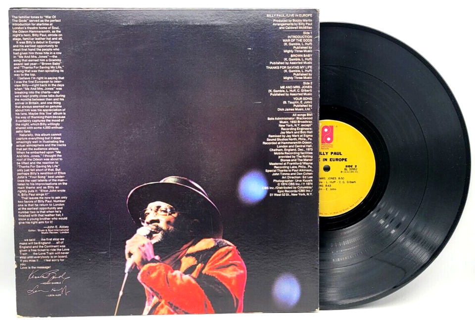 BILLY PAUL - LIVE IN EUROPE - SOUL FUNK LP PIR RECORDS | eBay