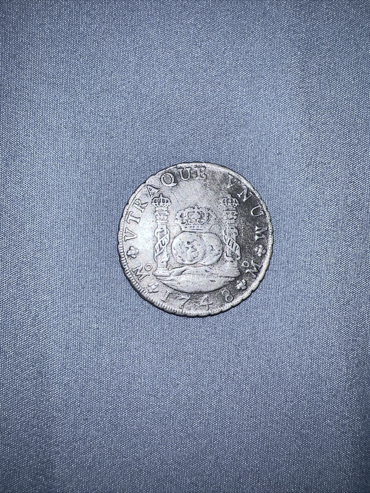 ANTIQUE 1748 VTRAQUE VNUM MEXICO FERDND VI D G HISPAN ET IND REX COIN ...