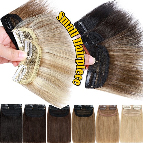 Small Piece Thick Clip In Human Hair Extensions Topper Weft Hairpad ...