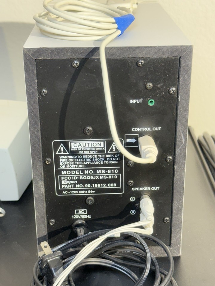 AOpen MS-810 Subwoofer W/ Left & Right Mini Speakers For Stereo ...