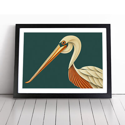 Pelican Art Deco Abstract Framed Canvas Wall Art Print Poster Picture ...