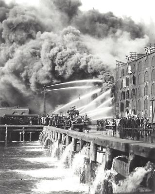 BROOKLYN 7 ALARM FIRE 8X10 PHOTO FIREFIGHTING PICTURE 1930 FIRE TRUCK ...