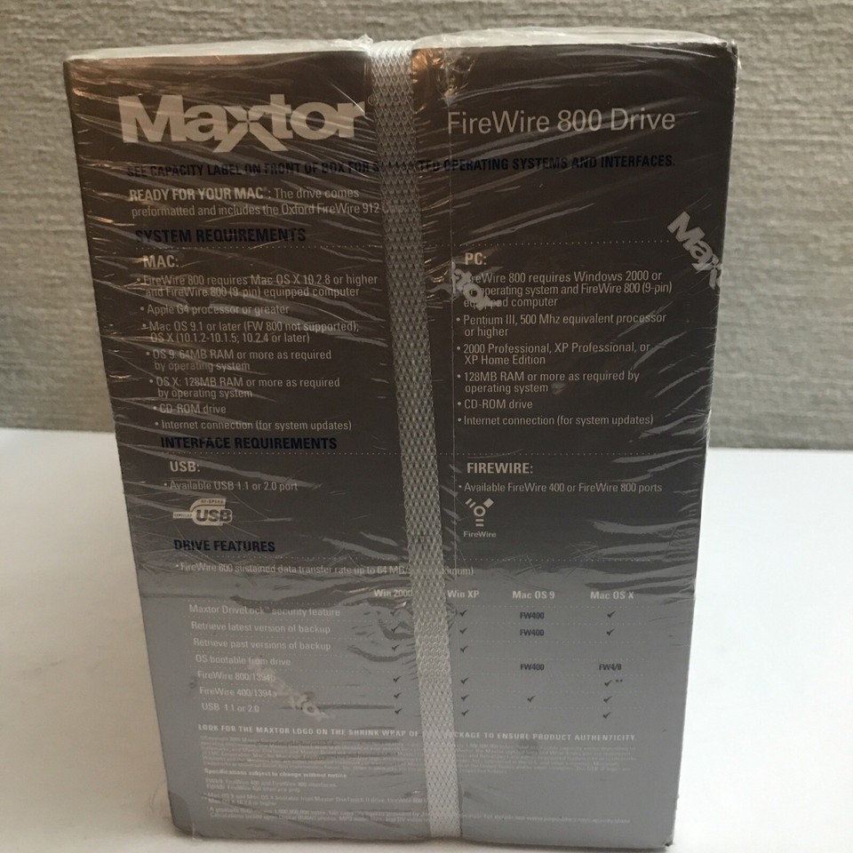 Maxtor OneTouch II 500GB External Hard Drive 7200RPM Firewire 800/400 ...